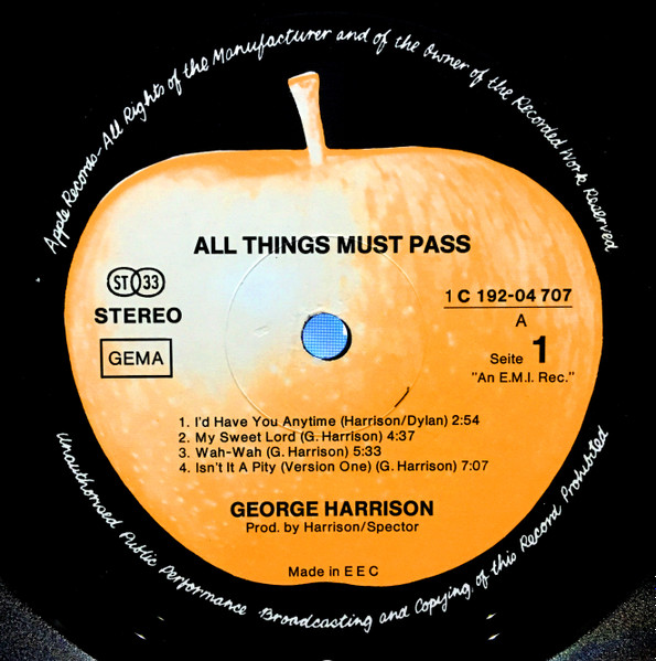 George Harrison – All Things Must Pass – Doogan records